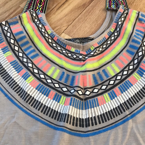 Tops | Neon Aztec Pattern Crop Tank Size Xlarge | Poshmark